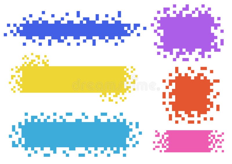 Set of Abstract Pixelated Blank Rectangle and Square. Multicolor ...