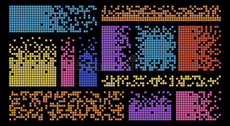 Set of Abstract Pixelated Color Rectangle and Square. Multicolor ...