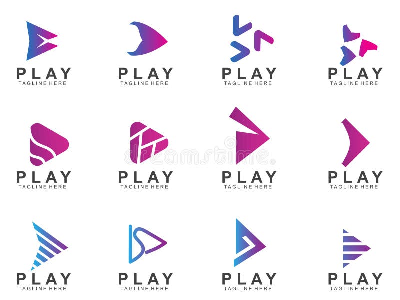 Set of Abstract Play Button Logo Stock Vector - Illustration of ...