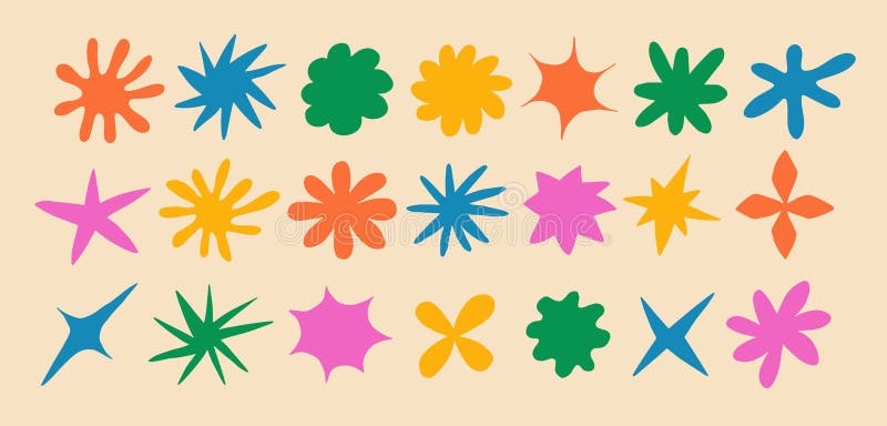 Set of Abstract Playful Basic Shape. Hand Drawn Trendy Style. Comic ...