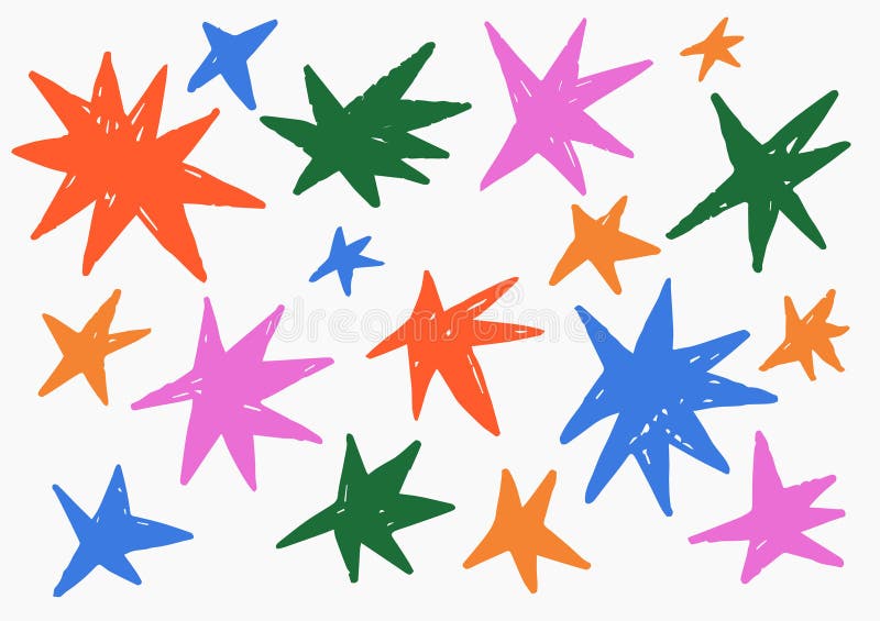 Set of Abstract Playful Stars Shape. . Retro Spiked Circle Stickers ...