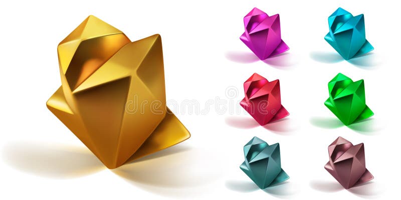Set of Abstract Polyhedrons Stock Vector - Illustration of green ...