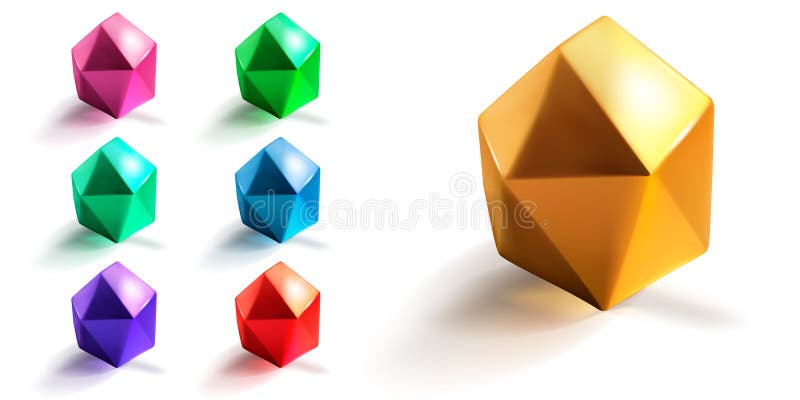 Set of Abstract Polyhedrons Stock Vector - Illustration of edge ...