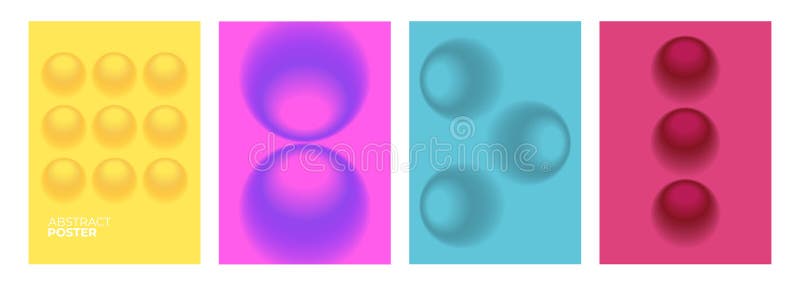 Set of Abstract Posters with Color Gradient Defocused Round Shapes for ...