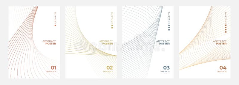Set of Abstract Posters. Wavy Line Patterns. Minimalist Cover Templates ...
