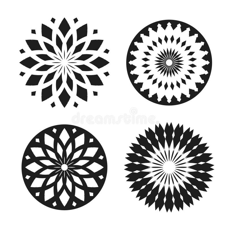 Abstract Radial Circle Patterns Set. Decorative Design Elements Stock ...