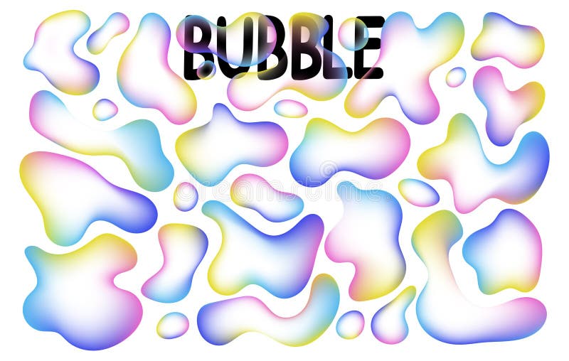 Set of Abstract Rainbow Bubble. Multi Color Liquid Shape. Abstract Form ...