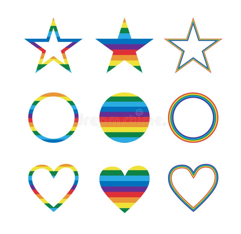 Set of Abstract Rainbow Flat Figure Vector Stock Vector - Illustration ...