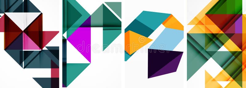 Set of Abstract Random Triangle Composition Backgrounds. Vector ...