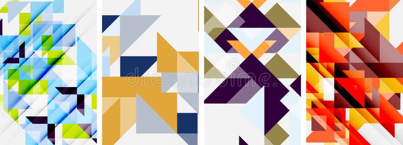 Set of Abstract Random Triangle Composition Backgrounds. Vector ...