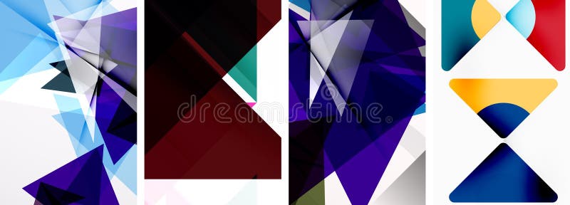Set of Abstract Random Triangle Composition Backgrounds. Vector ...