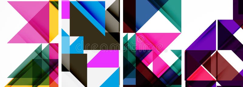 Set of Abstract Random Triangle Composition Backgrounds. Vector ...