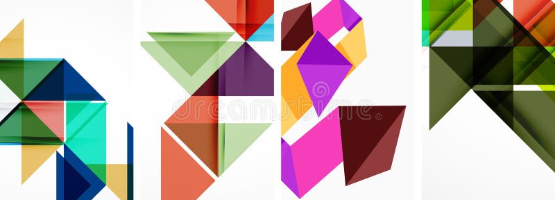 Set of Abstract Random Triangle Composition Backgrounds. Vector ...
