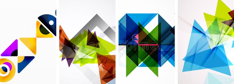 Set of Abstract Random Triangle Composition Backgrounds. Vector ...