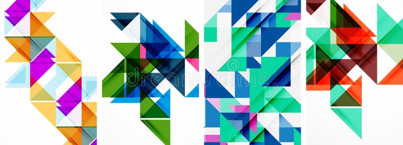 Set of Abstract Random Triangle Composition Backgrounds. Vector ...