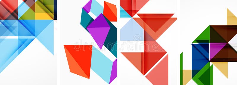 Set of Abstract Random Triangle Composition Backgrounds. Vector ...