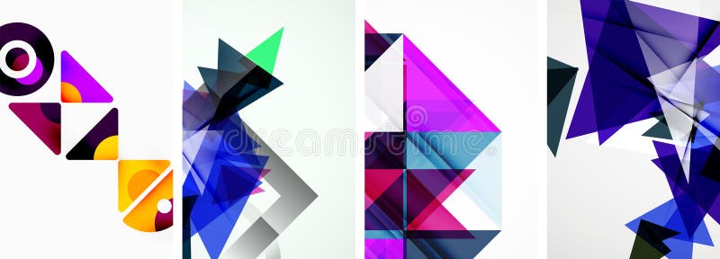 Set of Abstract Random Triangle Composition Backgrounds. Vector ...