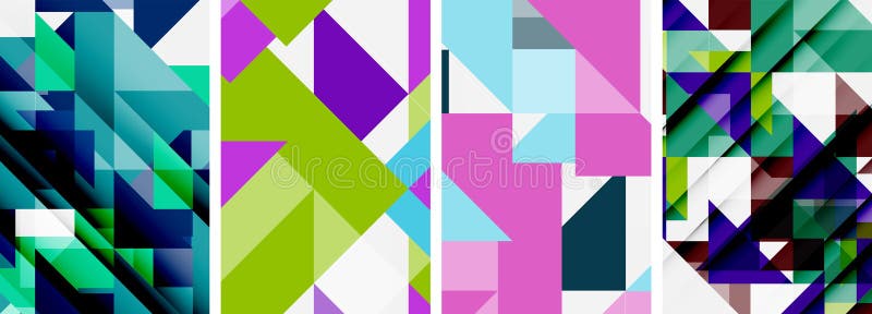 Set of Abstract Random Triangle Composition Backgrounds. Vector ...