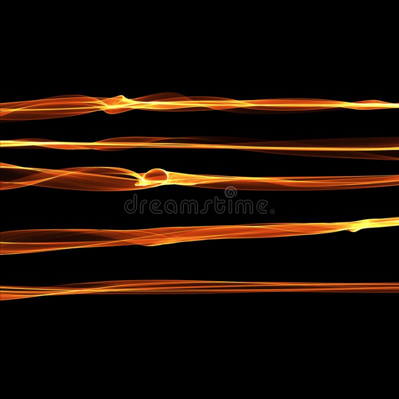Set of Abstract Red Smoke Fire Brushes Over Black Background. Wavy ...