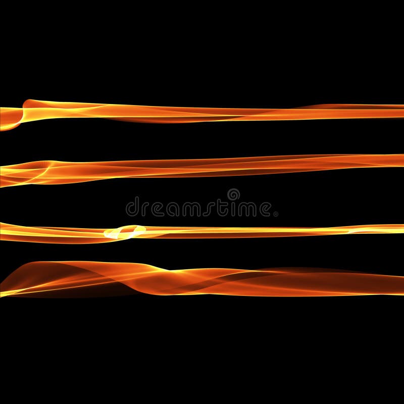 Set of Abstract Red Smoke Fire Brushes Over Black Background. Wavy ...