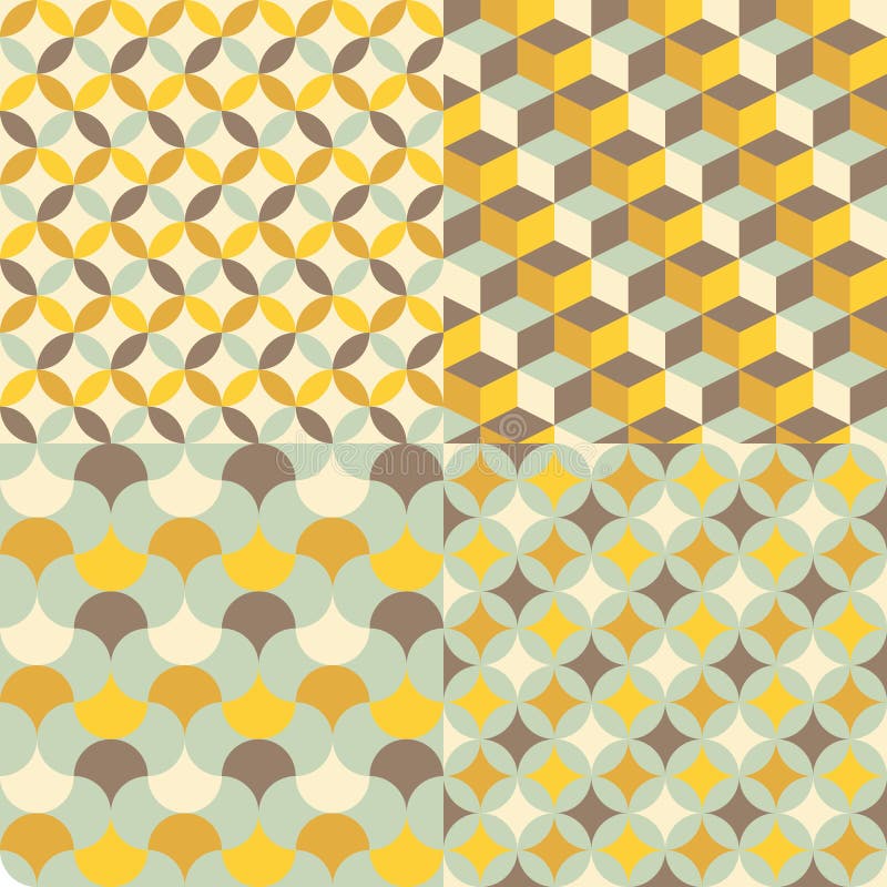 Abstract Retro Geometric Seamless Pattern Stock Illustration ...