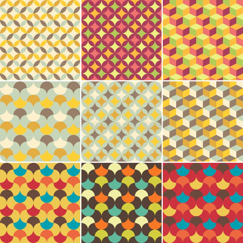 Abstract Retro Geometric Seamless Pattern Stock Illustration ...