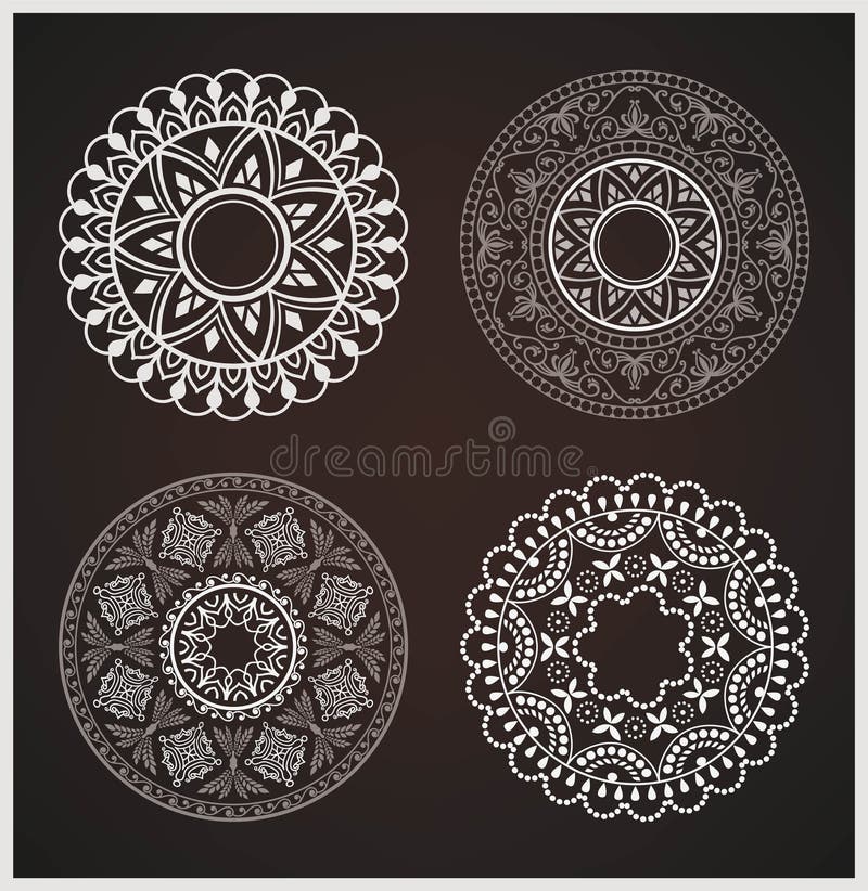 Set of Abstract, Round Ornaments, Stencils Stock Vector - Illustration ...