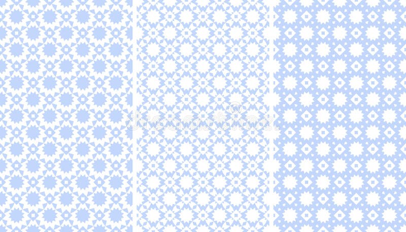 Set of Abstract Seamless Geometric Blue Patterns Stock Vector ...