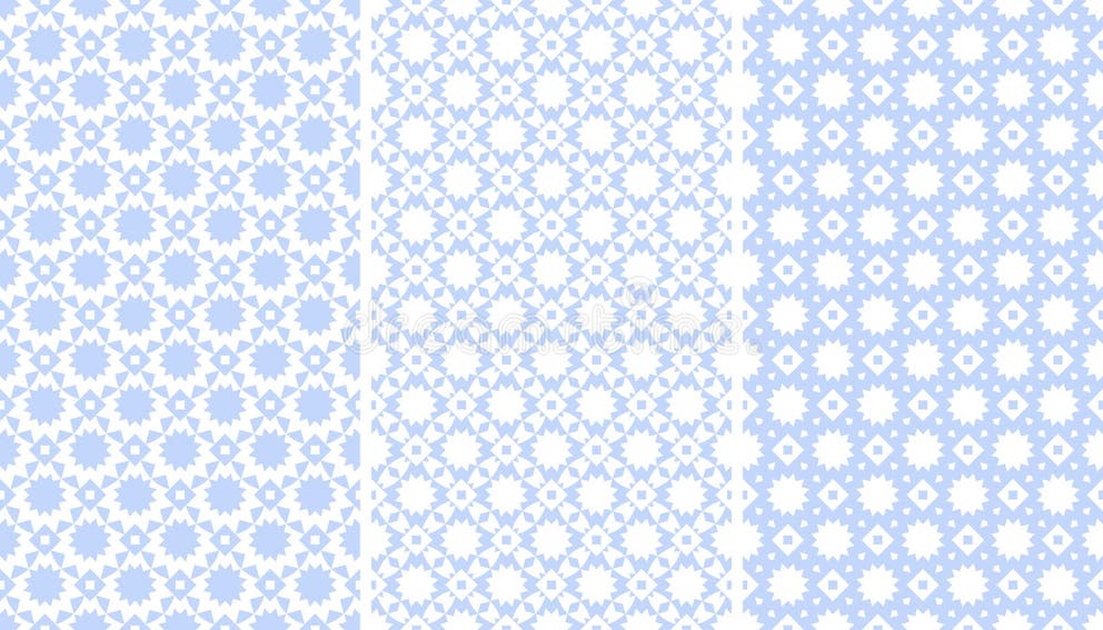 Set of Abstract Seamless Geometric Blue Patterns Stock Vector - Illustration of geometric, blue ...