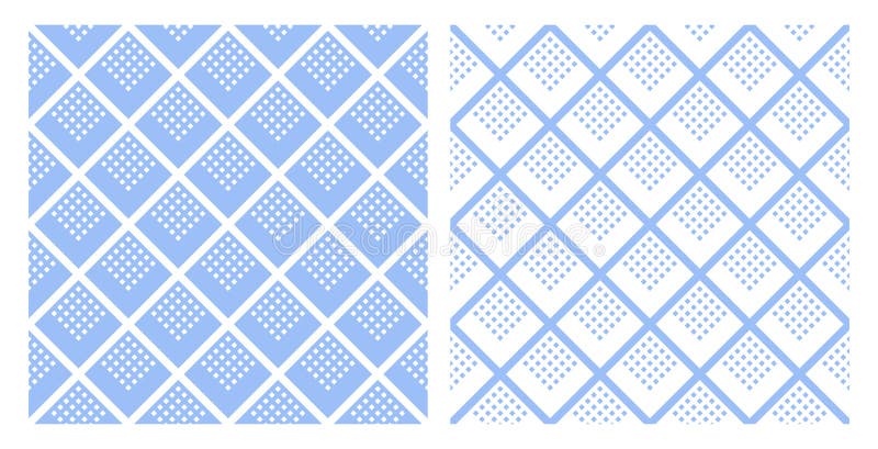 Set of Seamless Geometric Checked Light Blue Patterns Stock Vector ...