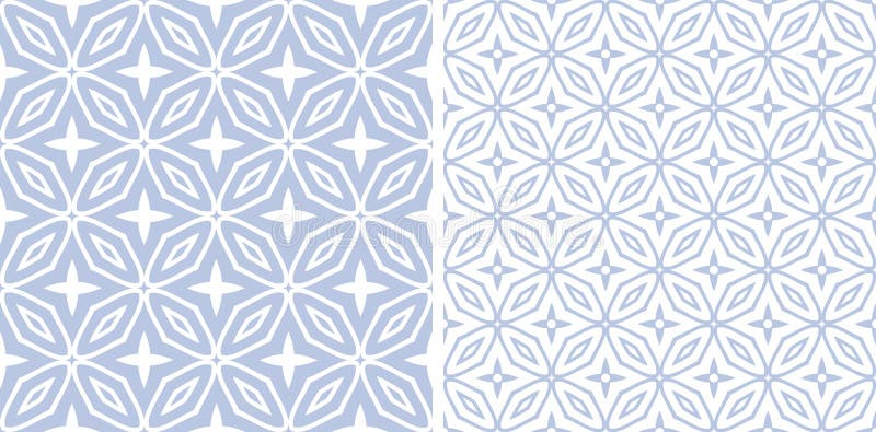 Set of Abstract Seamless Geometric Light Blue and White Patterns Stock Vector - Illustration of ...
