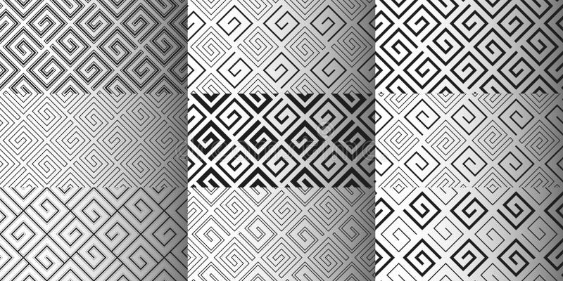 Set of Abstract Seamless Geometric Pattern. Square Spiral Seamless ...