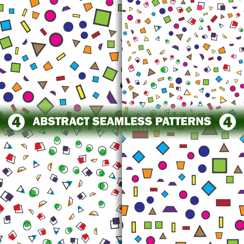 Set of Abstract Seamless Geometric Pattern. Stock Vector - Illustration ...