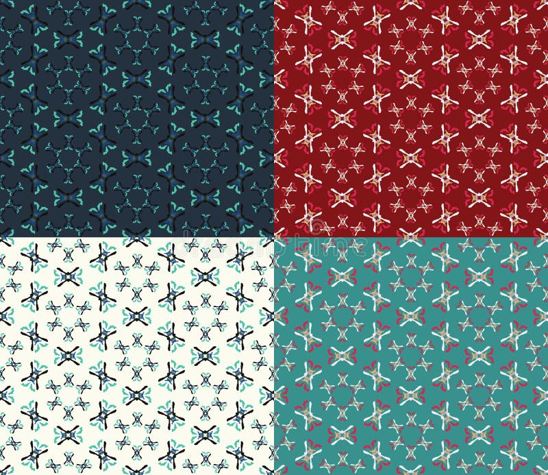 Set Abstract Seamless Pattern in Four Different Colour Stock Vector ...