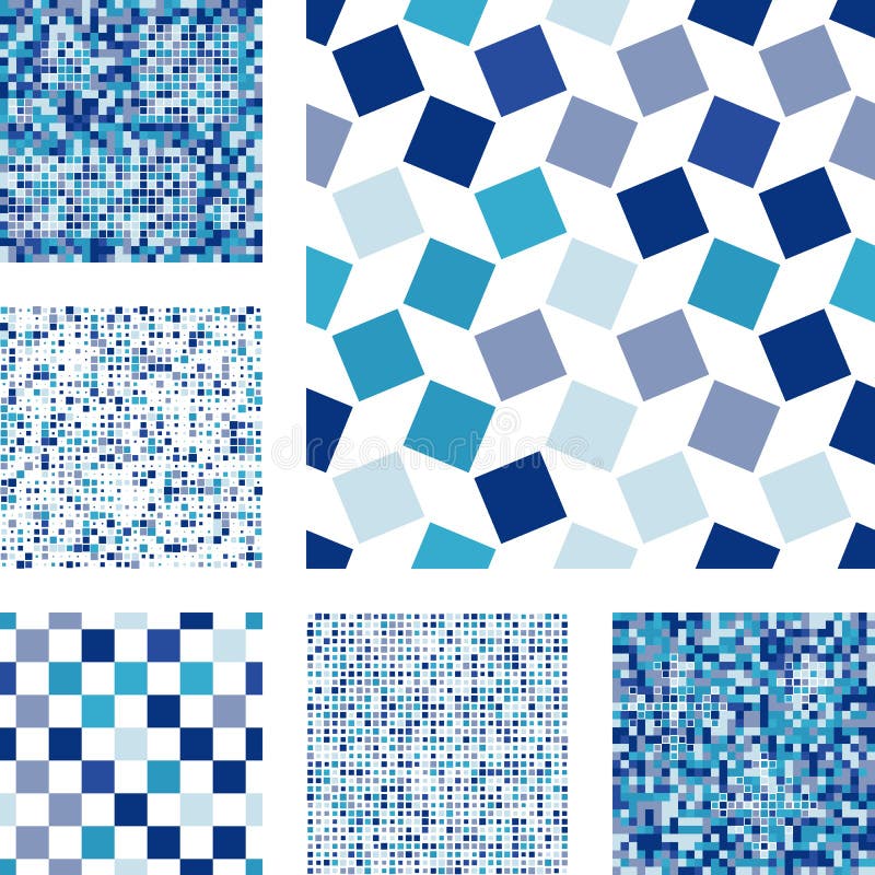 Set of Abstract Seamless Patterns with Squares Stock Vector ...