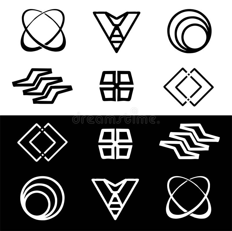 Set of Abstract Shape Logos. Vector Linear Geometry Stock Vector ...