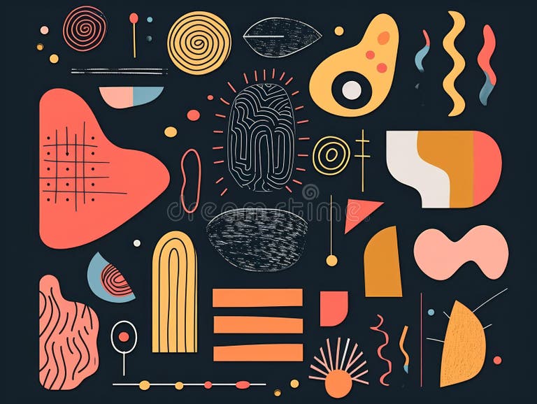 Set of Abstract Shapes and Doodle Elements. Illustration Stock ...