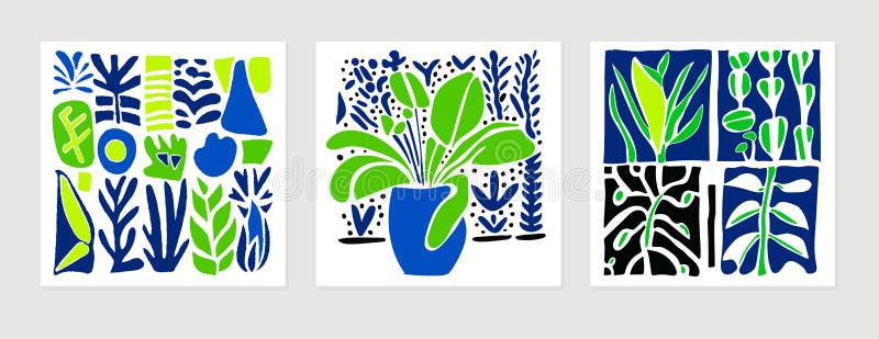 Set of Abstract Shapes Plant in Modern Style Stock Vector ...