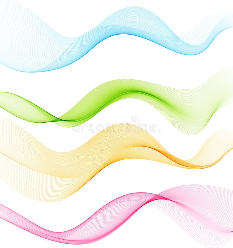 Set of Abstract Smoke Curved Lines Stock Vector - Illustration of ...