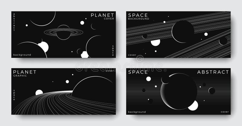 Set of Abstract Space Astronomy Horizontal Backgrounds. Linear Galaxy ...