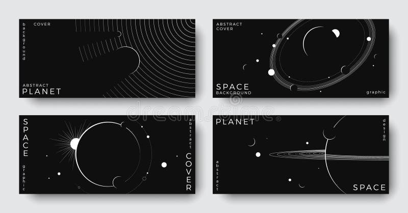 Set of Abstract Space Astronomy Horizontal Backgrounds. Linear Galaxy ...