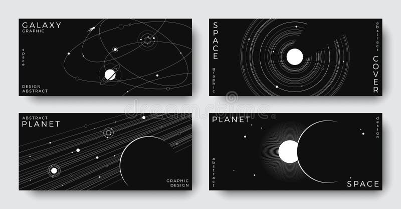 Set of Abstract Space Astronomy Horizontal Backgrounds. Linear Galaxy ...