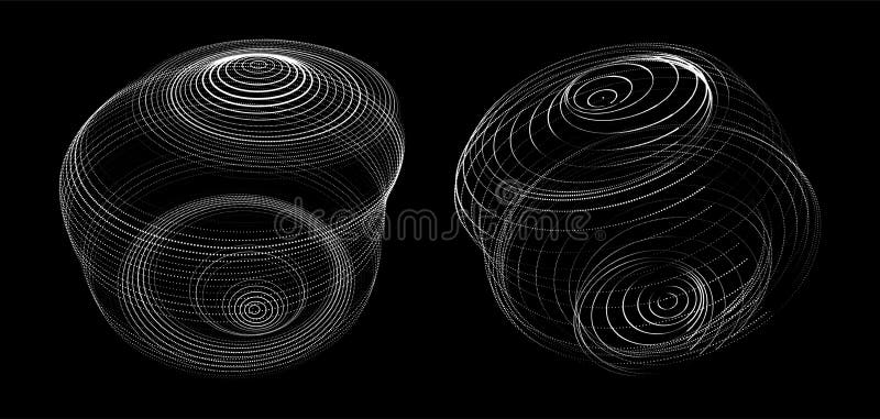 Set of Abstract Spheres from Points on a Black Background. Network ...