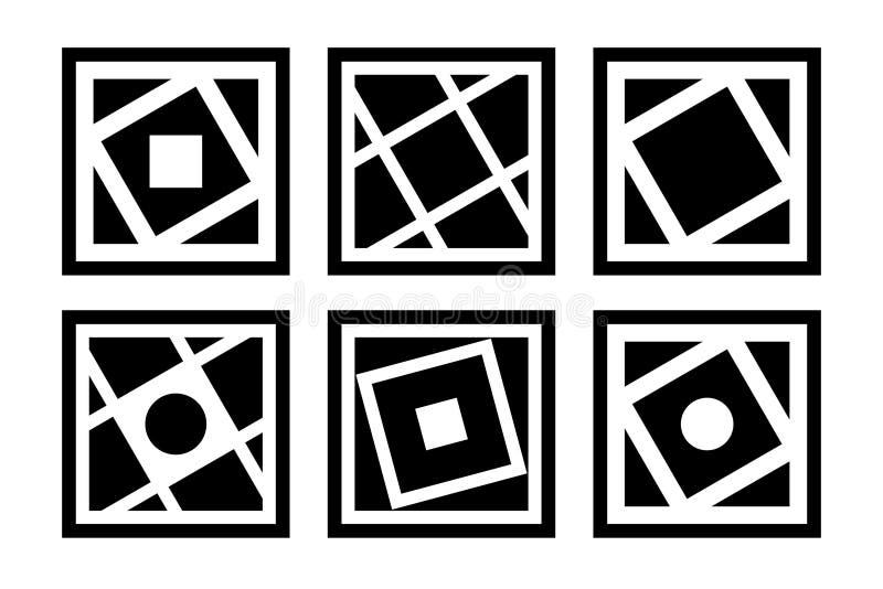 Set of Abstract Square Icons. Black and White Design Elements Stock ...