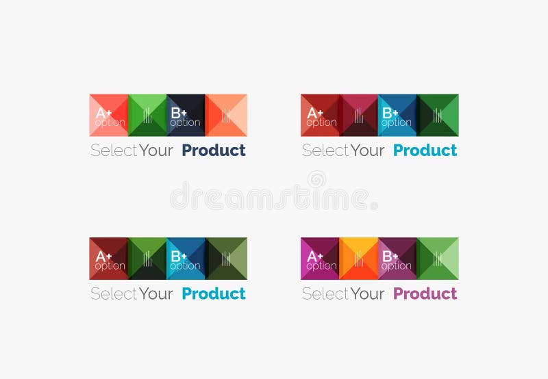 Set of Abstract Square Interface Menu Navigation Button Stock Vector ...