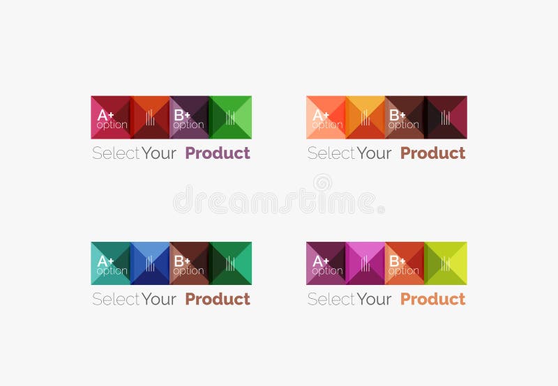 Set of Abstract Square Interface Menu Navigation Button Stock Vector ...