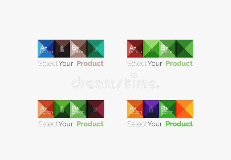 Set of Abstract Square Interface Menu Navigation Button Stock Vector ...