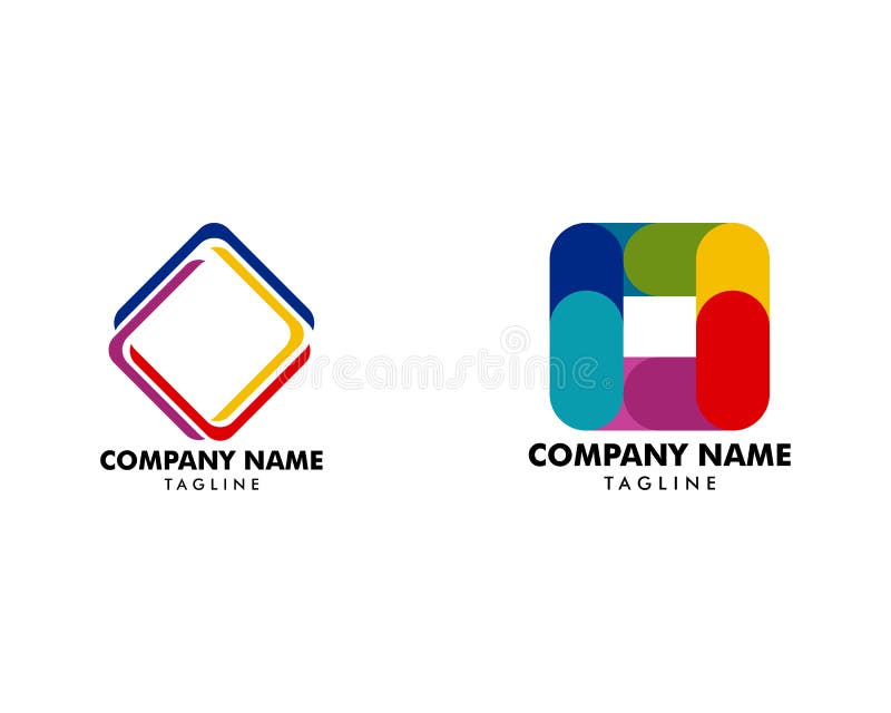 Set of Abstract Square Logo Design Template Stock Vector - Illustration ...