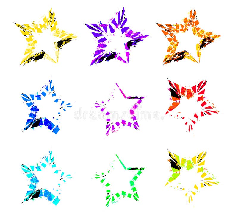 Set of Abstract Stars in Different Colors, Design Flat Style Vector ...