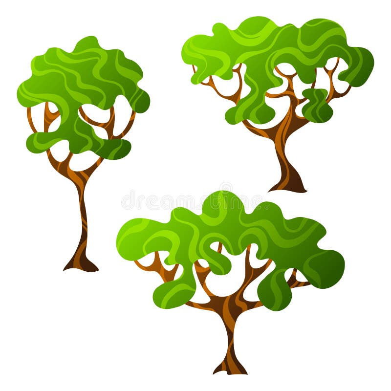 Abstract Stylized Tree with Roots and Leaves. Natural Illustration ...